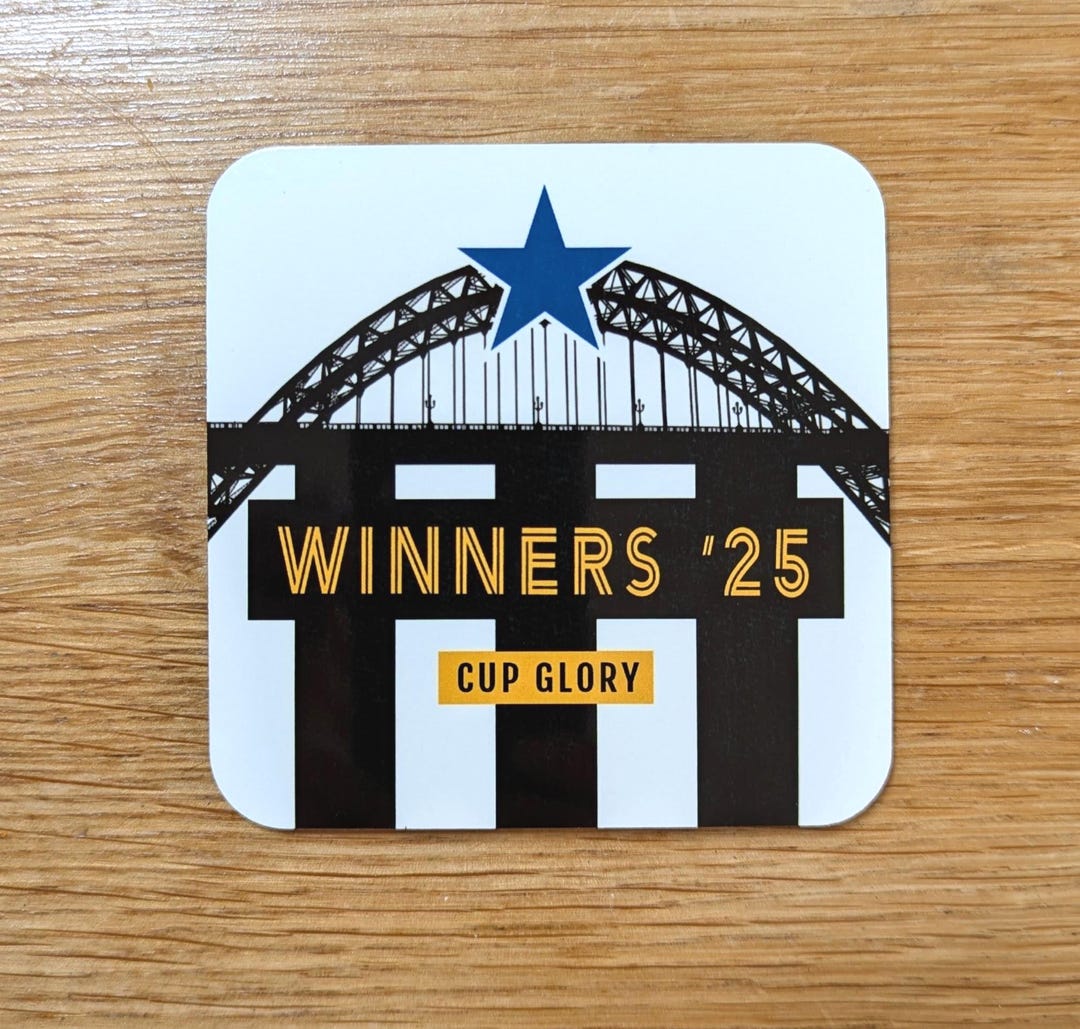 Newcastle Cup Winners Coaster – Tyne Bridge Fan Design - Black & White ...