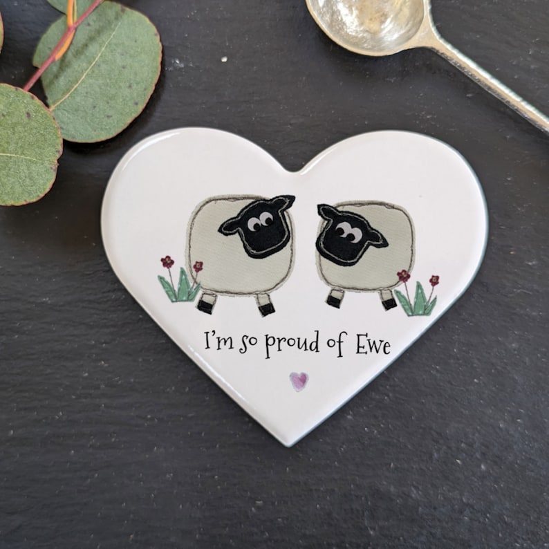 Coaster Sheep 'proud of Ewe', Gift for Sheep Lover, Sheep Themed Gift ...