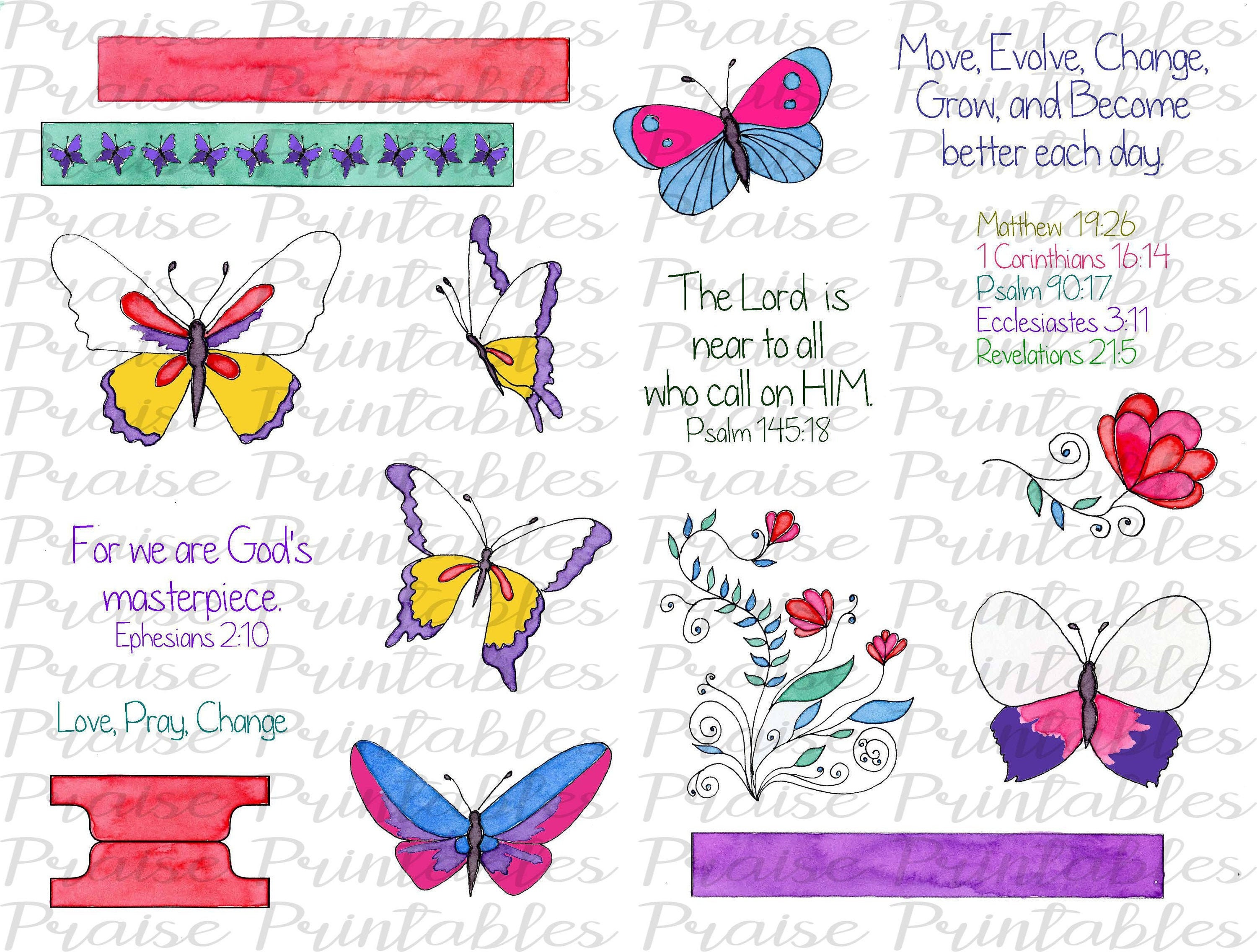 Butterfly Bible Journal Printable Kit, Prayer Journal, Memorydex ...