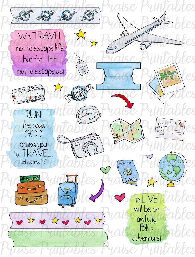 Travel Bible Journal Kit, Download, Printable, Pdf, Dex Card, Sticker ...