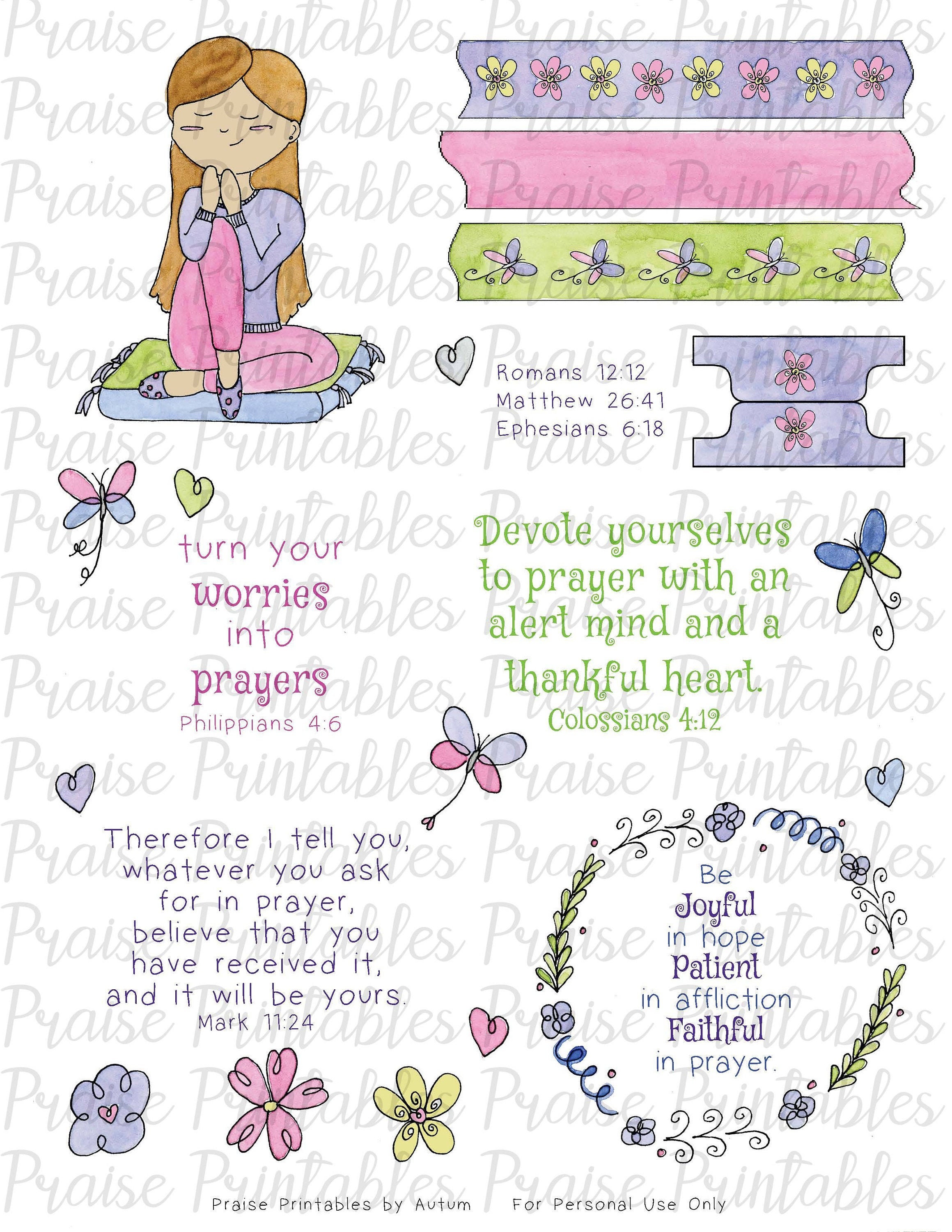 Pray Always Bible Journaling Printable Kit, Prayer Journal, Faithdex ...