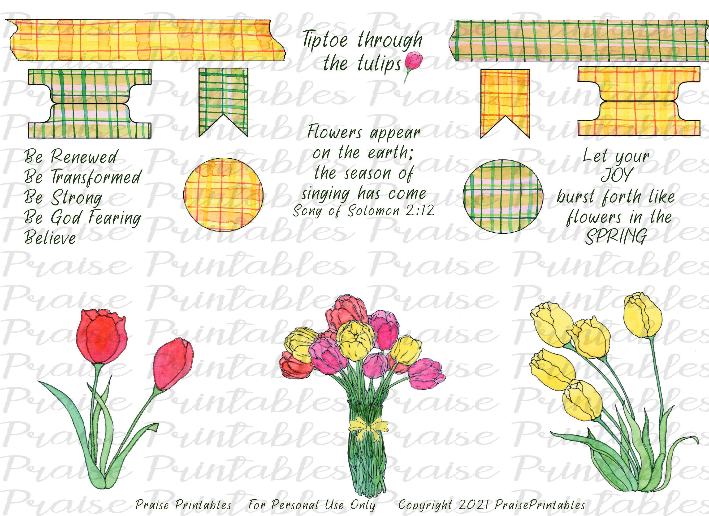 Spring Tulips Bible Journal Printable Kit Prayer Journal - Etsy