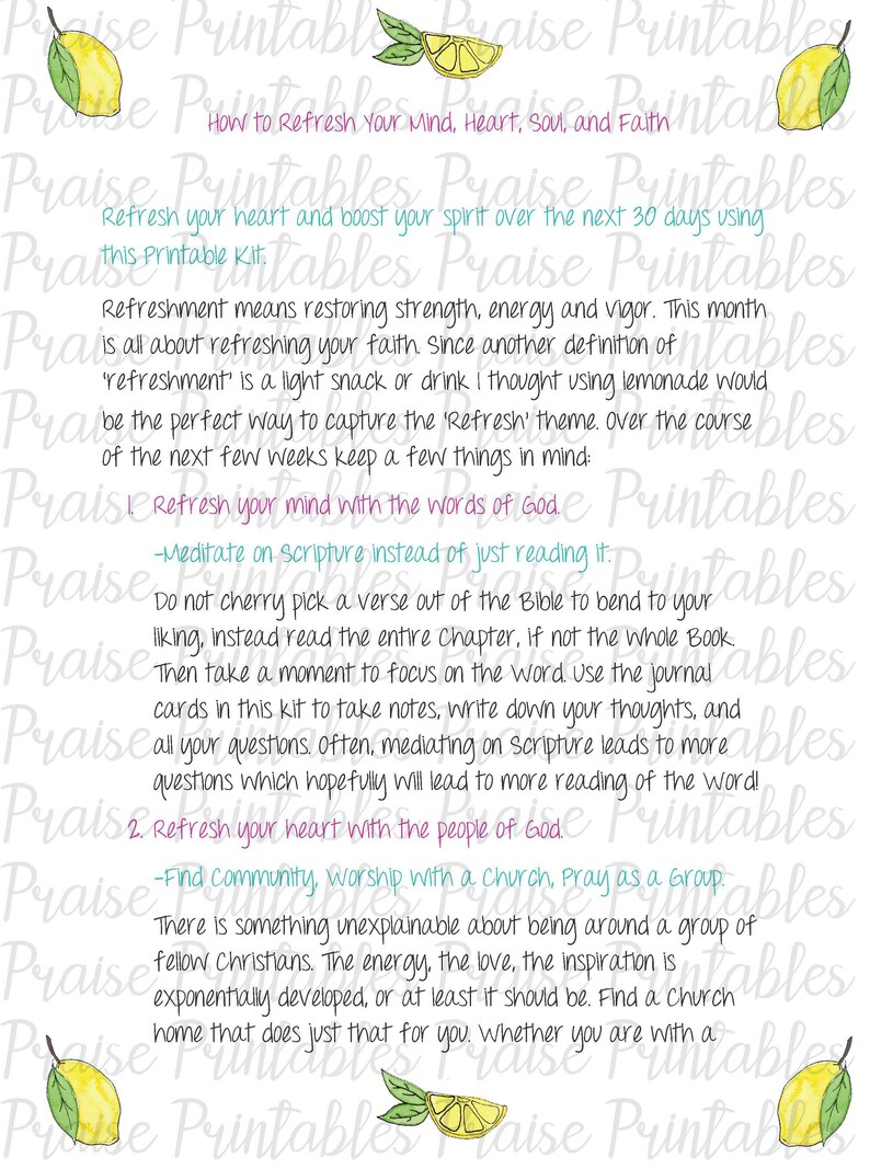 Refresh Your Faith 30 Day Bible Journal Kit, Printable, Devotional ...