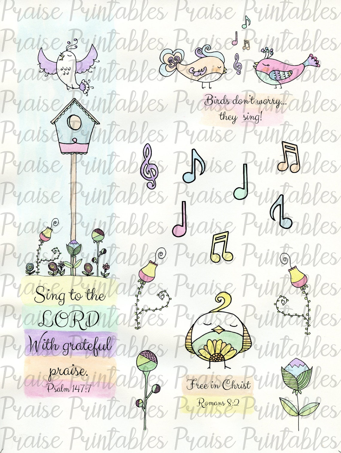 Birds Bible Journaling Printable Pdf Faith Art - Etsy