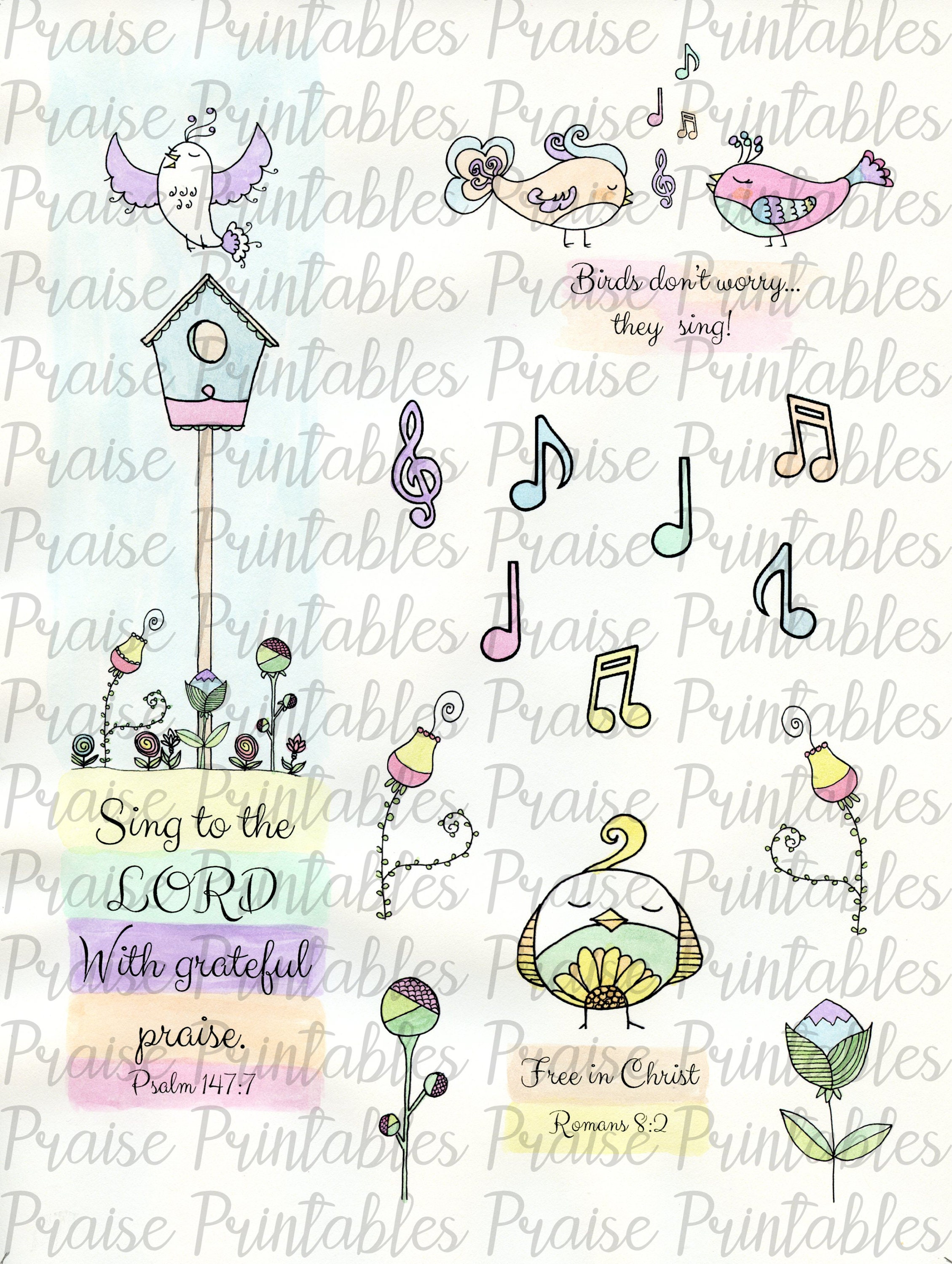 Birds Bible Journaling Printable Pdf Faith Art - Etsy