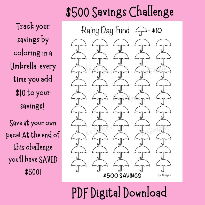 500 Dollar Savings Challenge, Money Savings Challenge, Emergency Fund ...