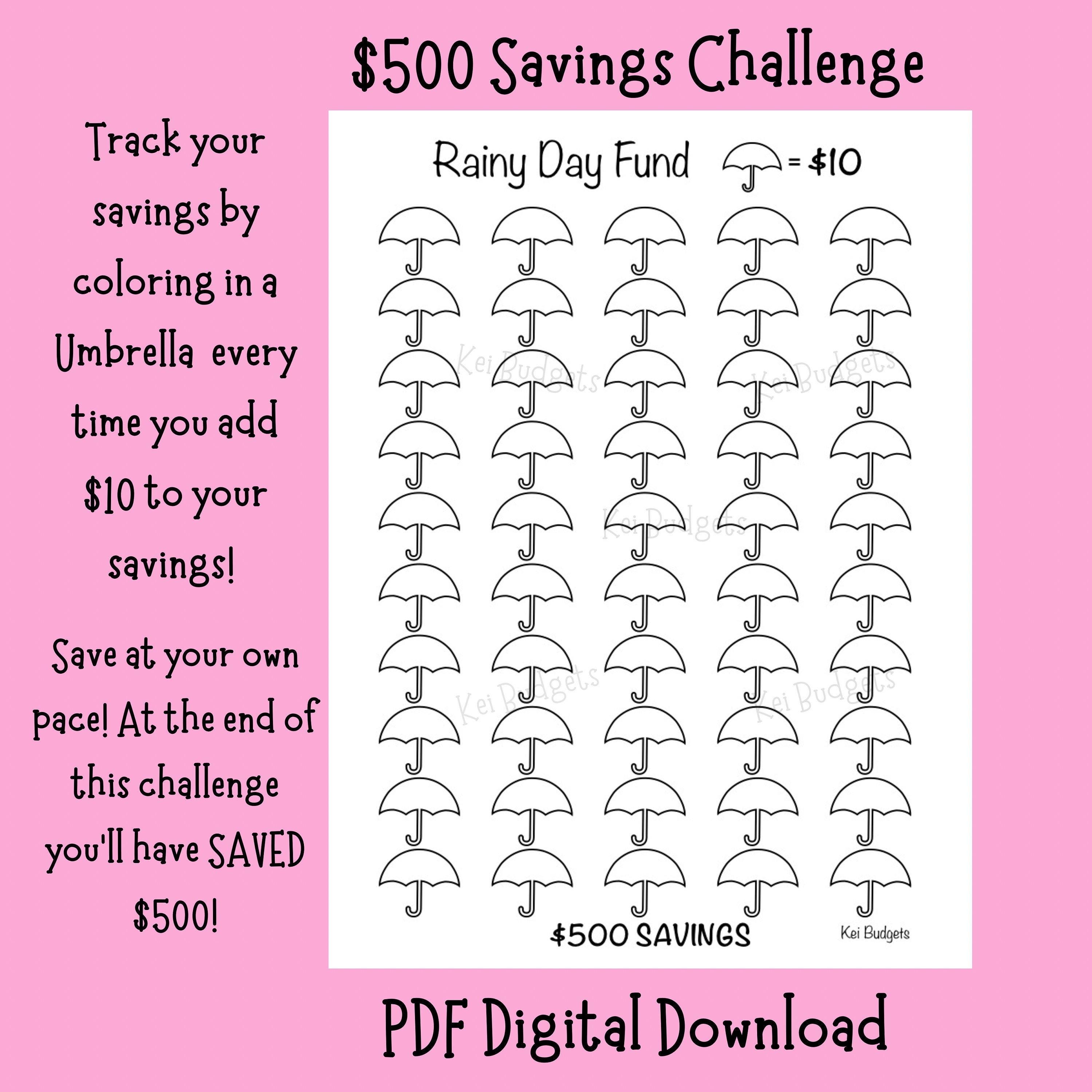 500 Dollar Savings Challenge, Money Savings Challenge, Emergency Fund ...