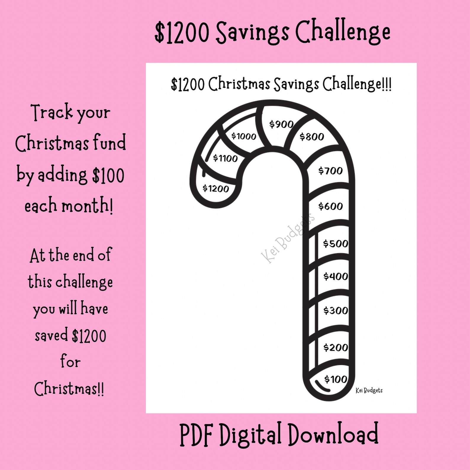 Christmas Savings Challenge, Christmas Tracker, Printable Savings ...