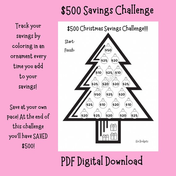500 Dollar Christmas Savings Challenge Christmas Savings - Etsy