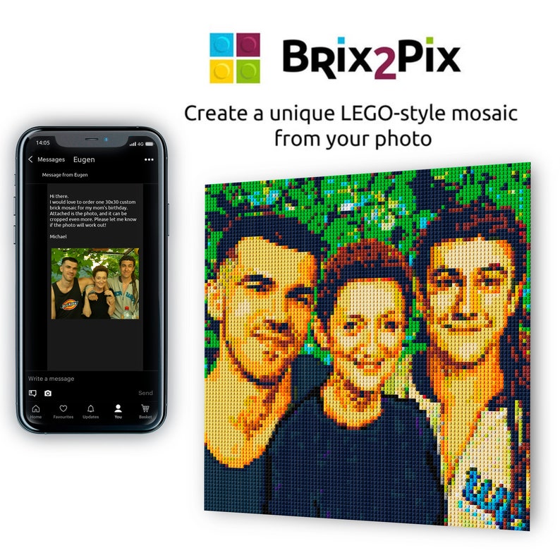 Custom Pixel Art Mosaic Portrait/30x30" (77x77 Cm)/gift Made to Order ...