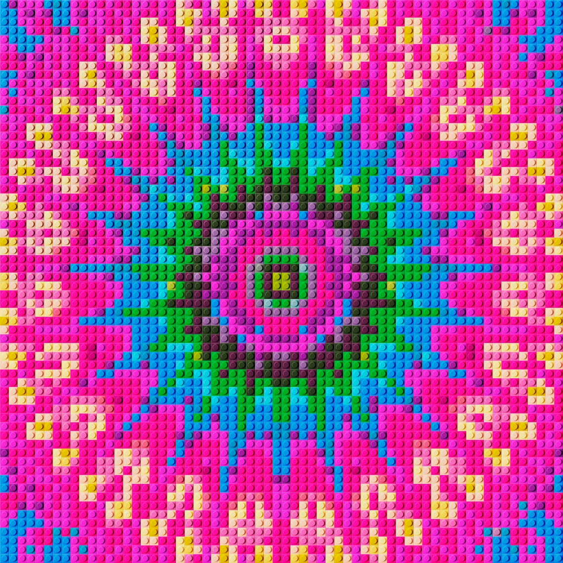 Pixel Art Mosaic Mandala/custom Gift/home Decor/20x20 Inch51x51 Cm/4096 ...