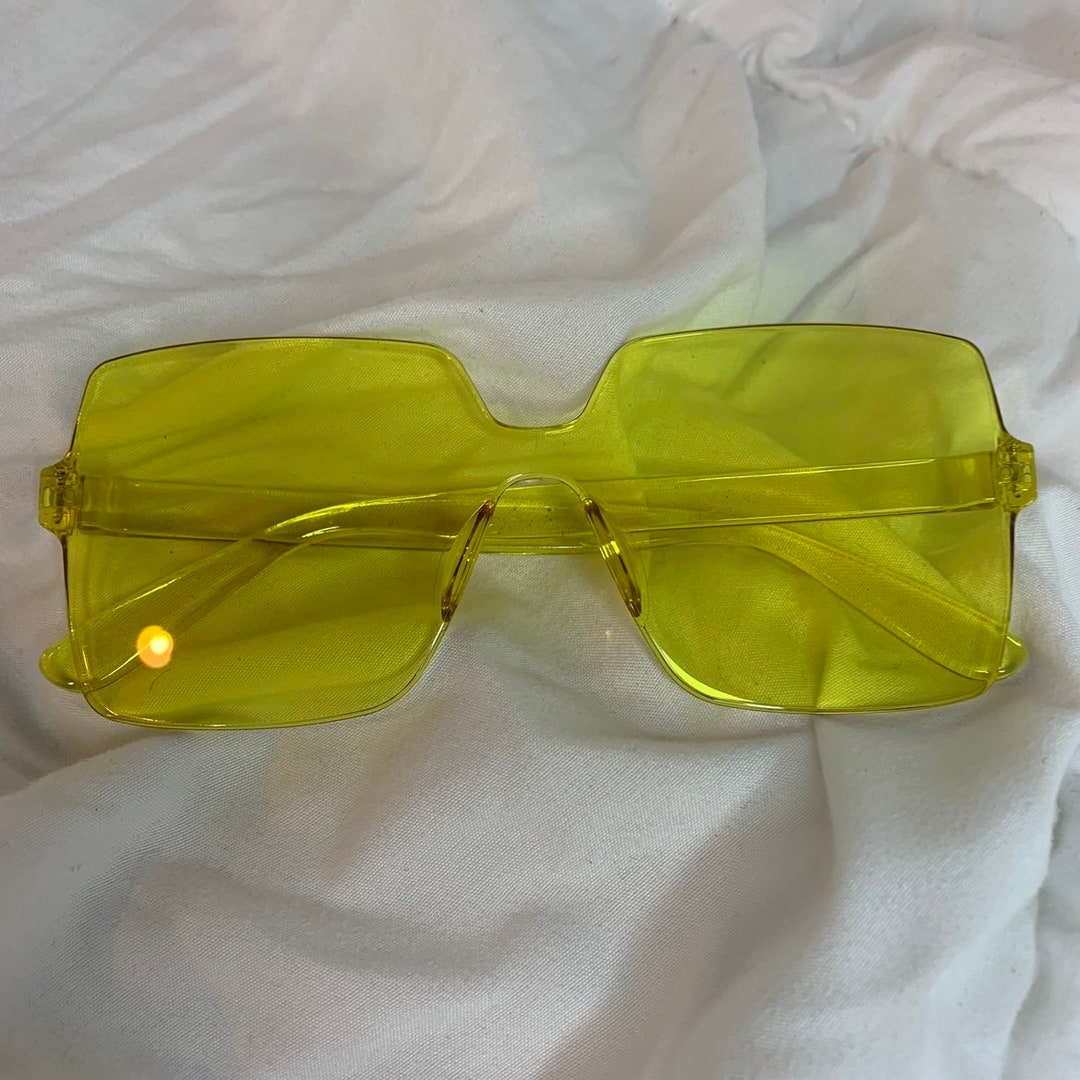 Yellow Rimless Sunglasses Y2K 80s 90s - Etsy