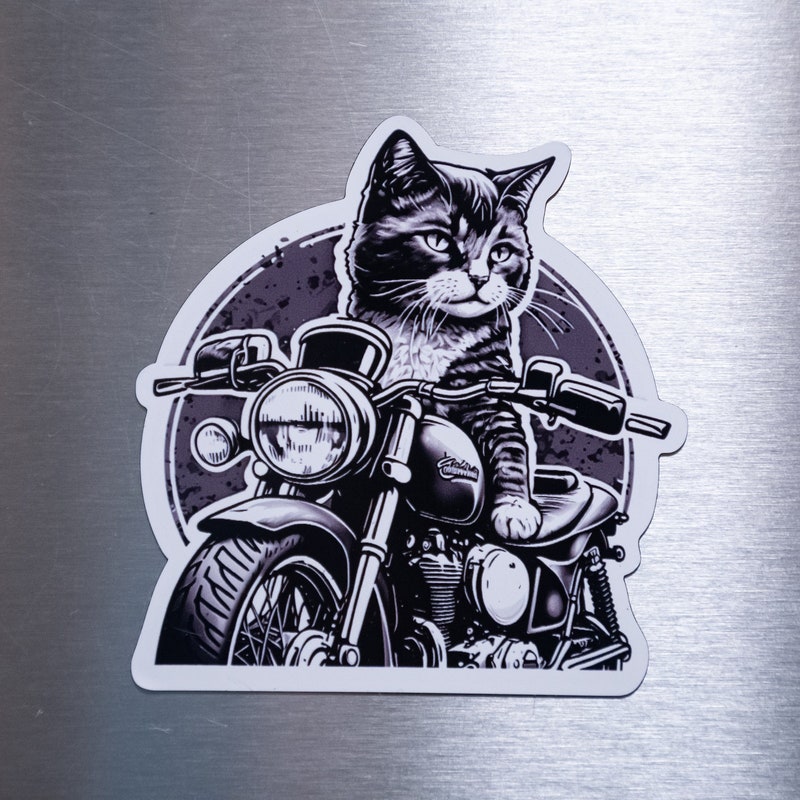 Motorcycle Cat Sticker - Etsy