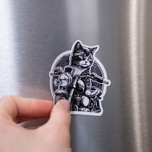 Motorcycle Car Magnet Cat on Motorcycle Car Magnet Gift for Biker ...