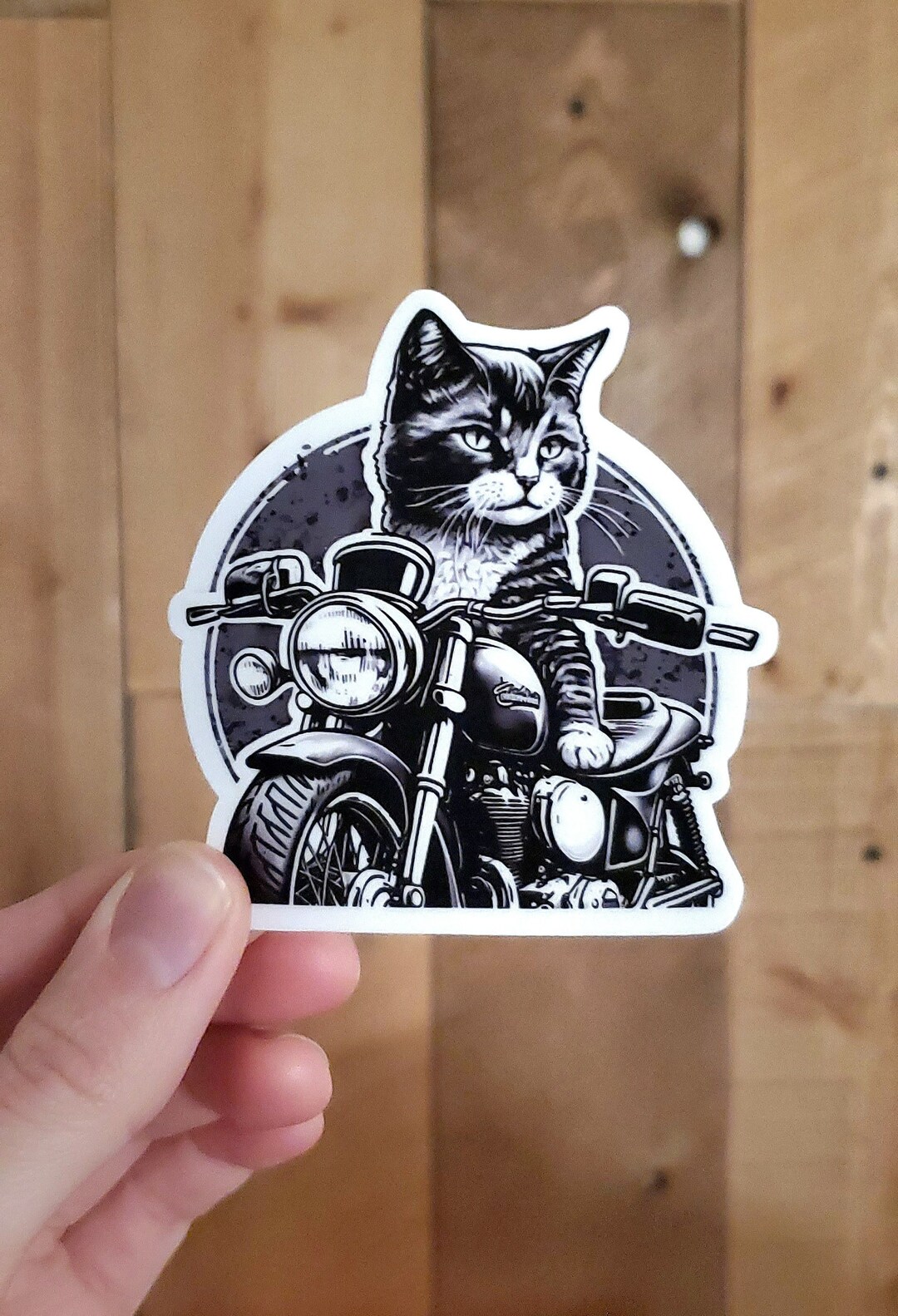 Motorcycle Helmet Sticker Cat on Motorcycle Sticker Gift for Cat Lovers ...