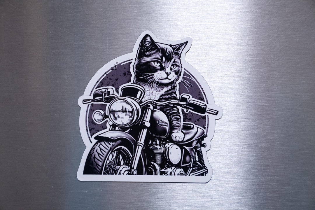 Motorcycle Car Magnet Cat on Motorcycle Car Magnet Gift for Biker ...