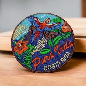 Costa Rica Patch Pura Vida Embroidery Souvenir Macaw Hibiscus Gift - Etsy