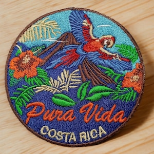 Costa Rica Patch Pura Vida Embroidery Souvenir Macaw Hibiscus Gift - Etsy