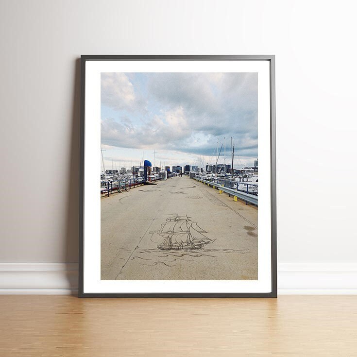 East Boston Shipyard Marina Dock Pier Nautical Art Graffiti | Etsy