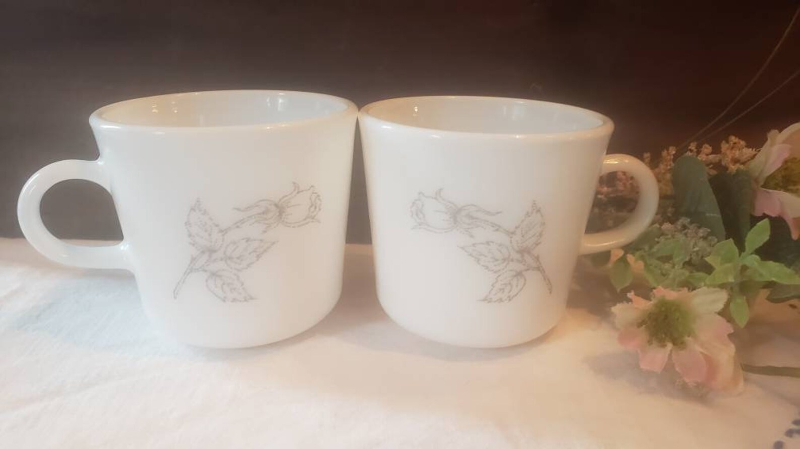 Vintage Corning Mugs Set of Two Mugs Silver Rose Pattern FREE - Etsy