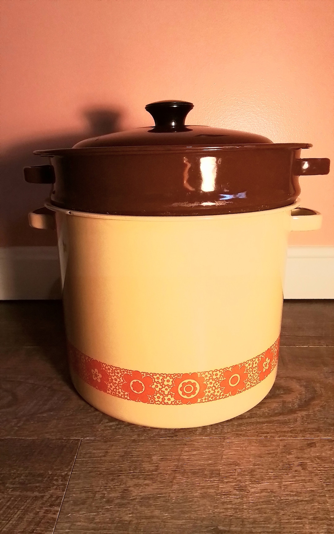 Vintage Stock Pot Steamer Strainer the Everything Enamelware Pot With 4 ...