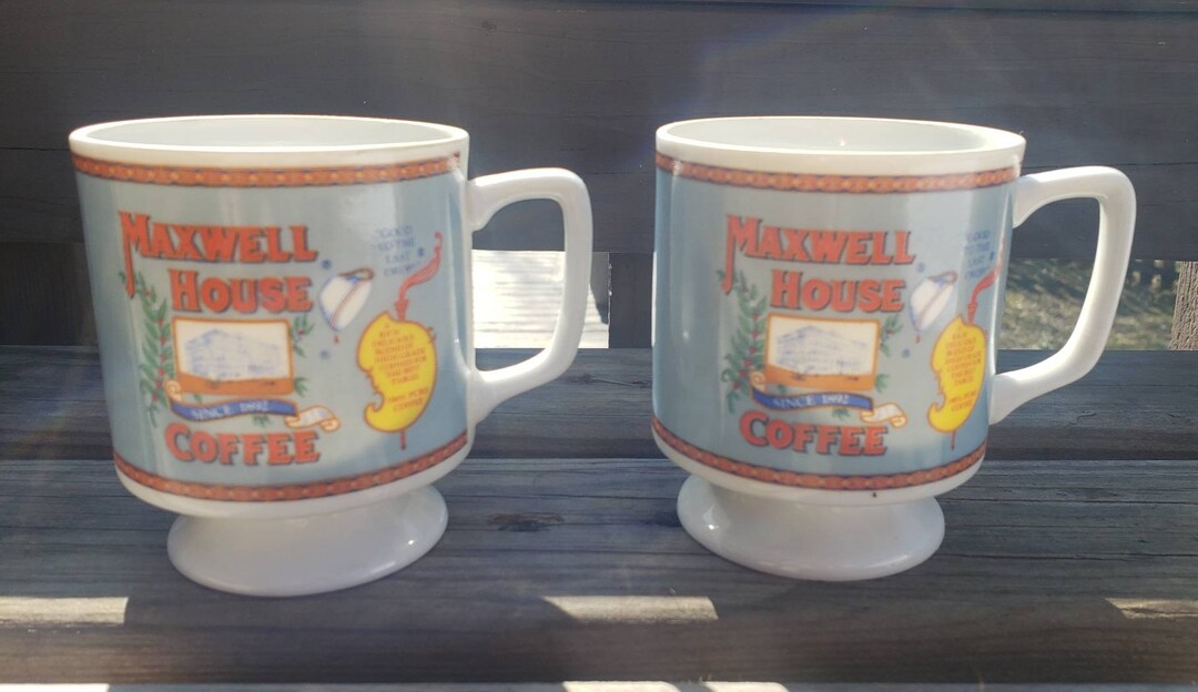 Vintage Coffee Mugs Maxwell House Pedestal Footed Pair of Mugs FREE ...