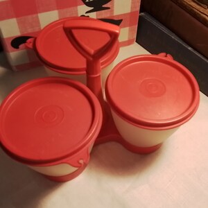 Vintage Tupperware Condiment Serving Caddy With Snap Closure Lids FREE ...