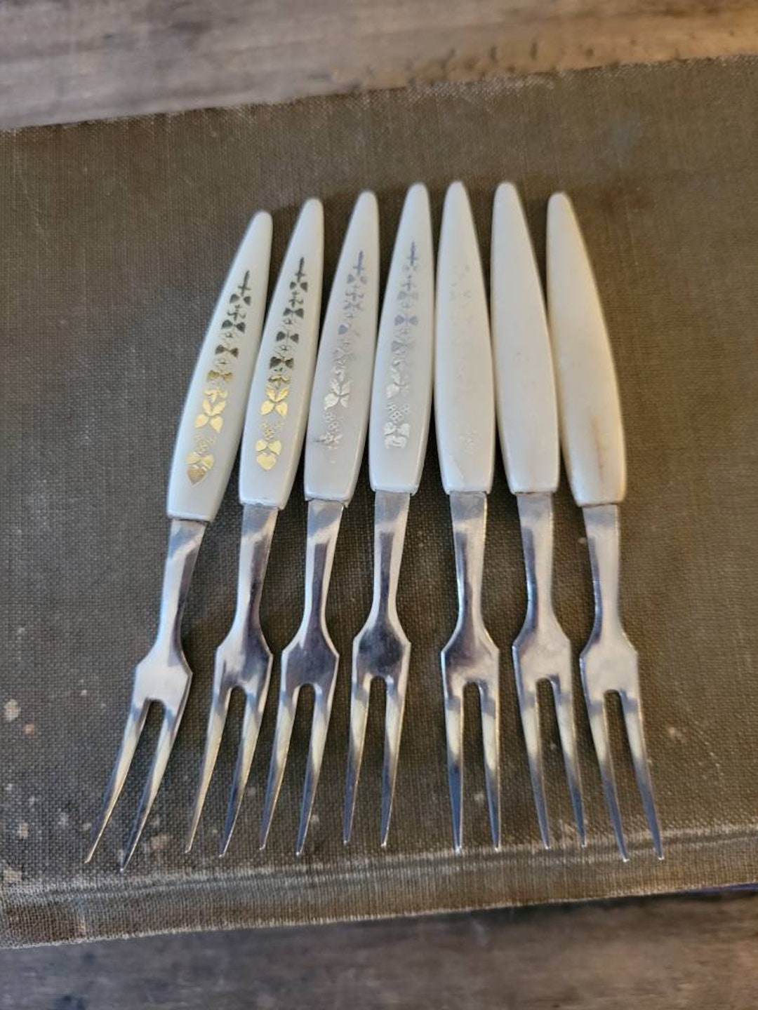 Vintage Stainless Steel Cocktail Forks - Set of 7 Party Appetizer Forks ...