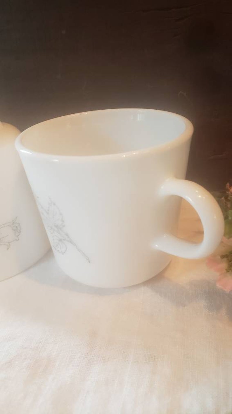 Vintage Corning Mugs Set of Two Mugs Silver Rose Pattern FREE - Etsy