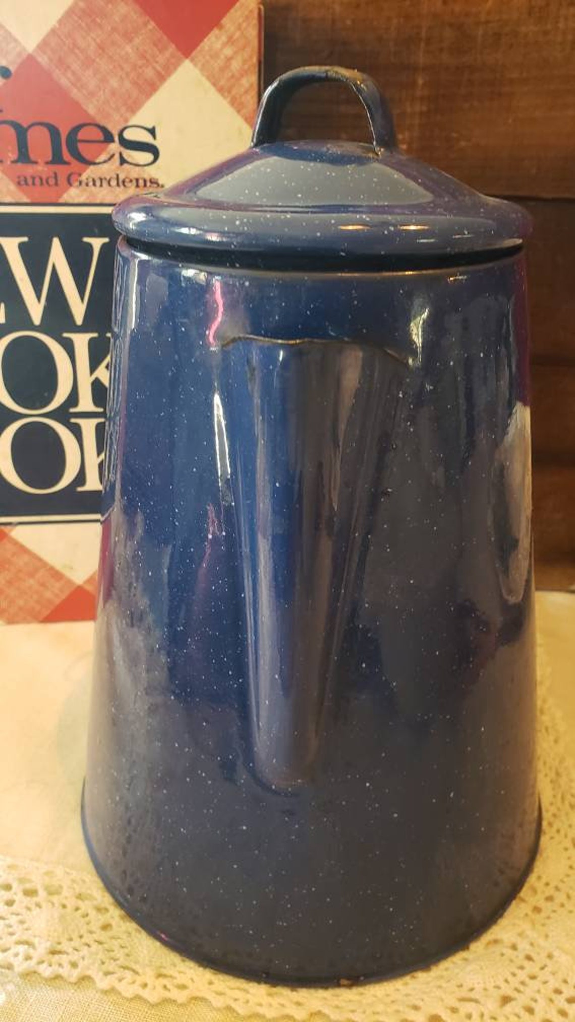Vintage Enamelware Tea or Coffee Kettle Speckled Blue | Etsy