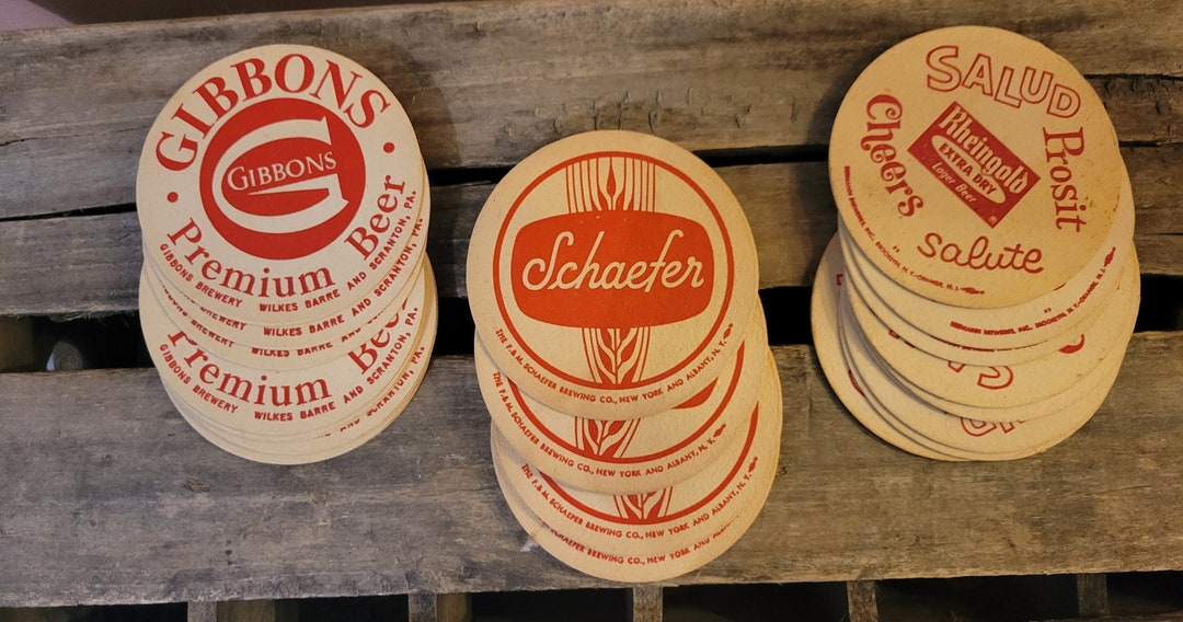 Vintage Beer Coaster Lot of 30 Bar Coasters Schaefer Beer Gibbons ...