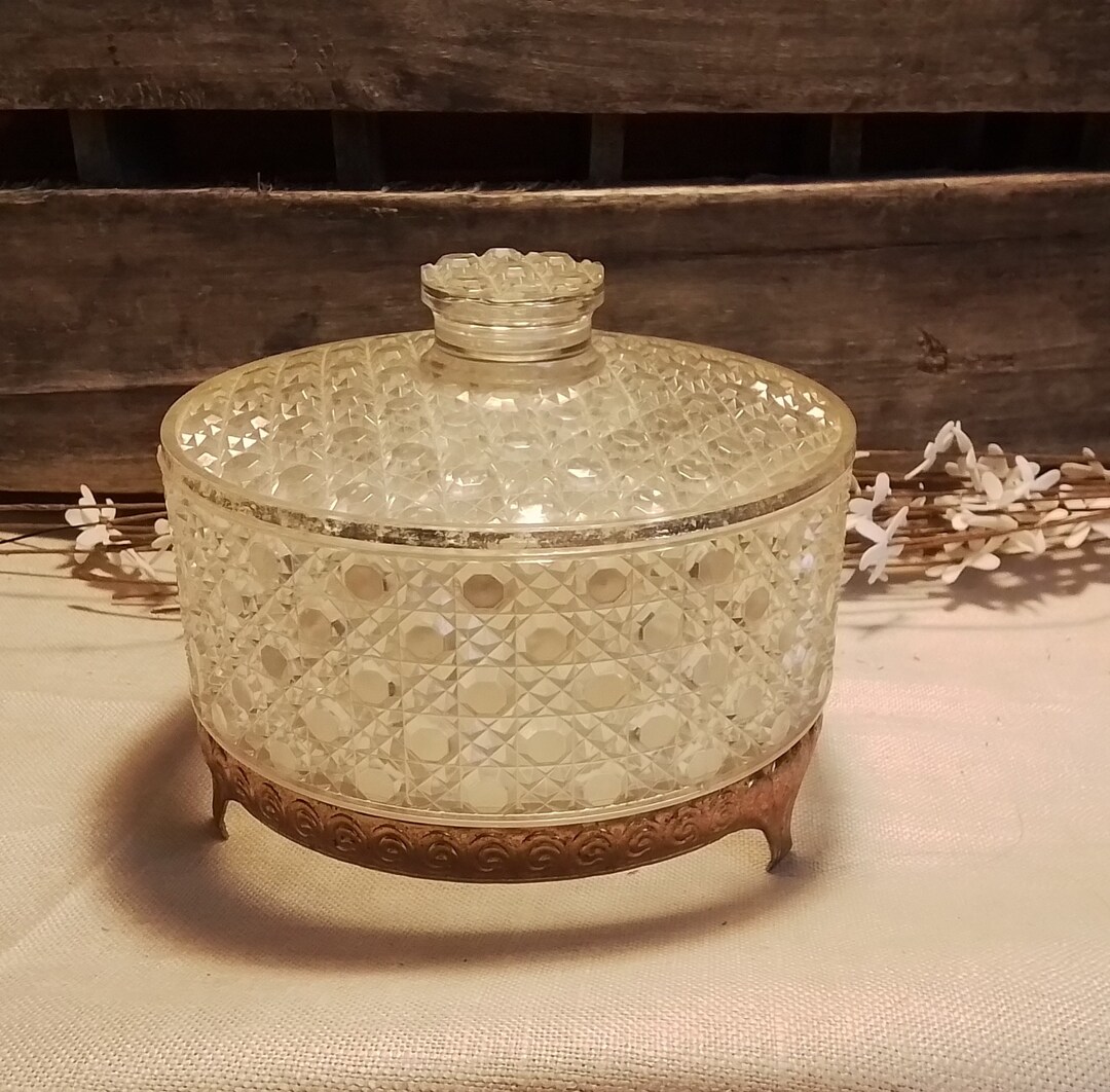 Vintage Avon Vanity Jar Dresser Tabletop Dish Crystal Like Look Hard ...
