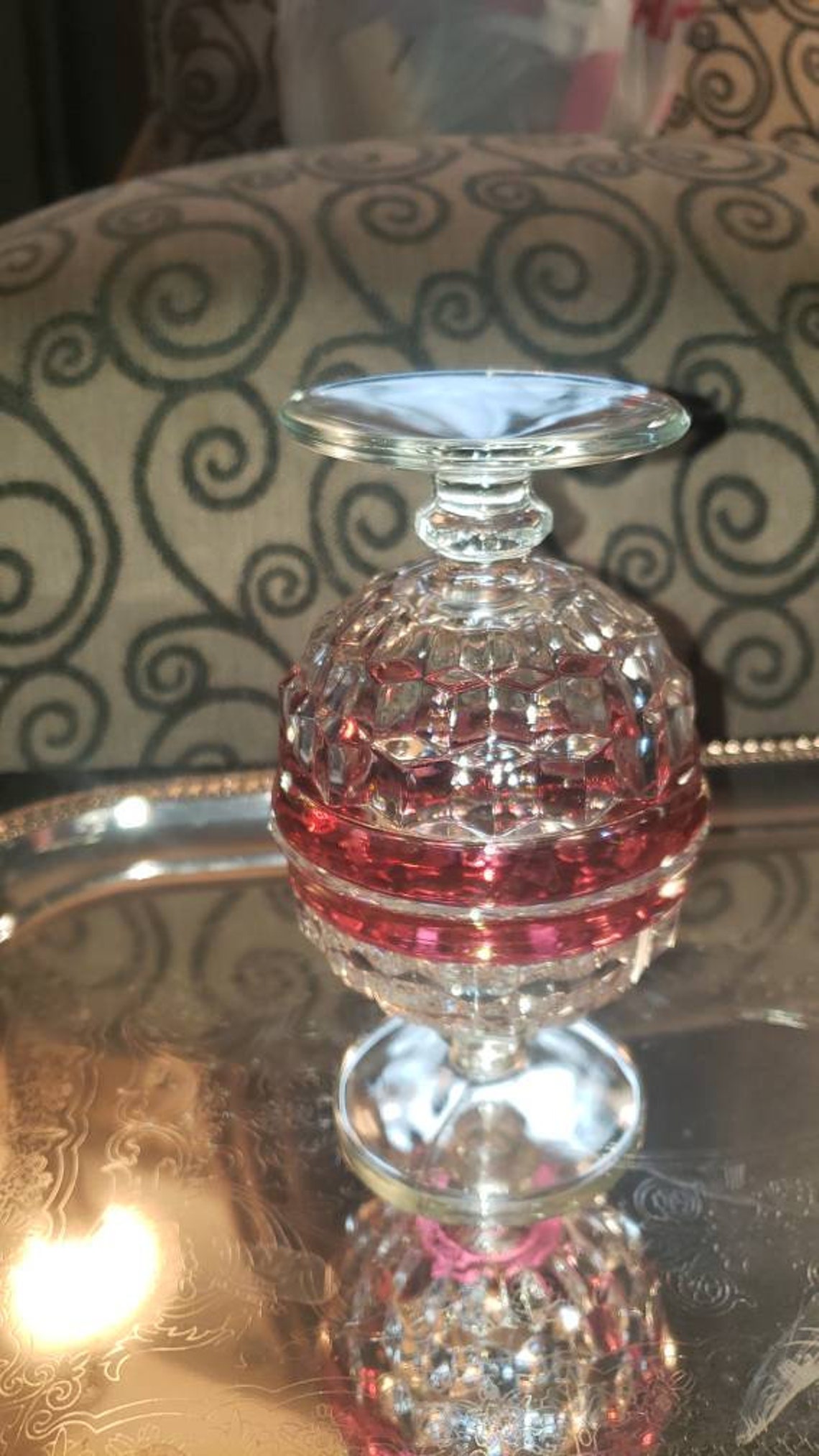Vintage Cut Indiana Glass Ruby Red Ribbon Sherbet or Dessert Dishes ...