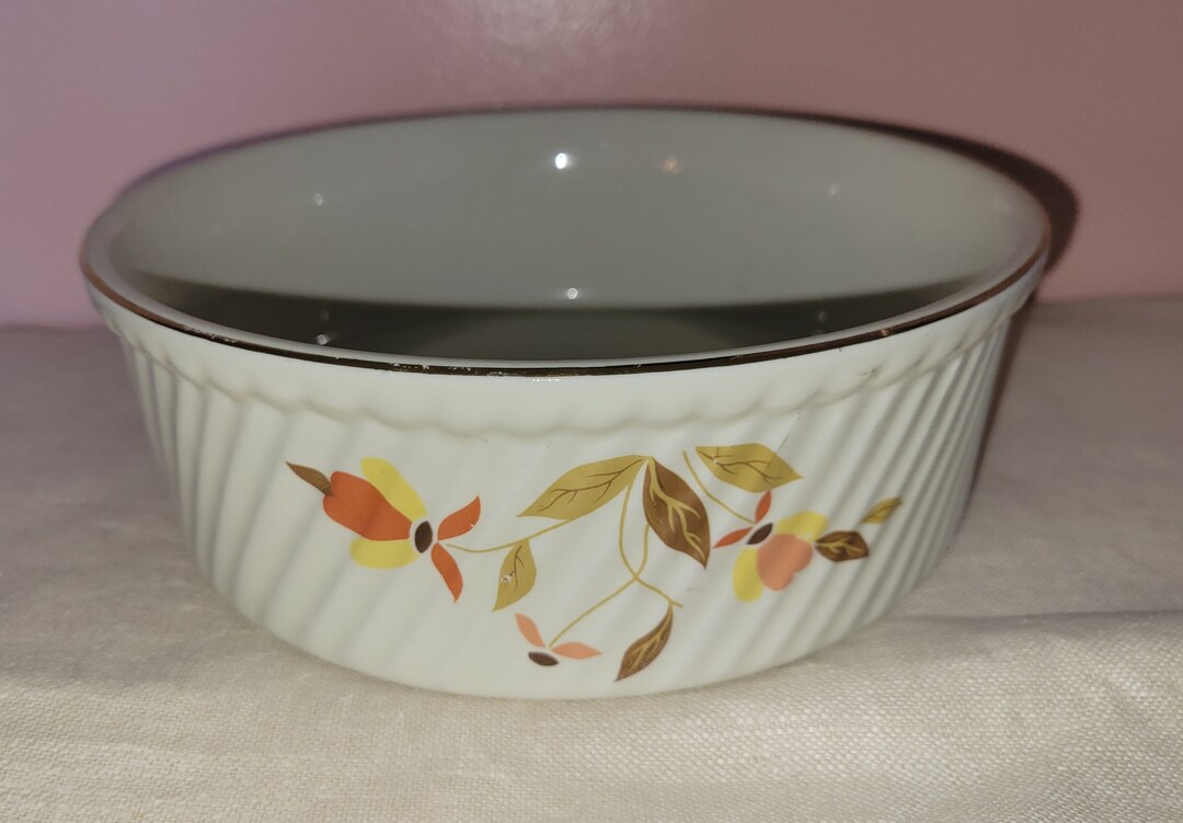 Vintage Superior Hall Dinnerware 7" Round Bakerl Autumn Leaf Ruffled ...