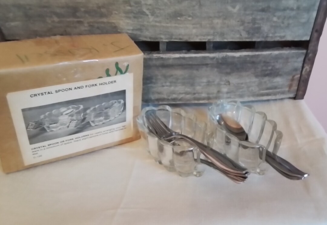 Vintage Princess House Set of Crystal Spoon and Fork Holders Banquet ...