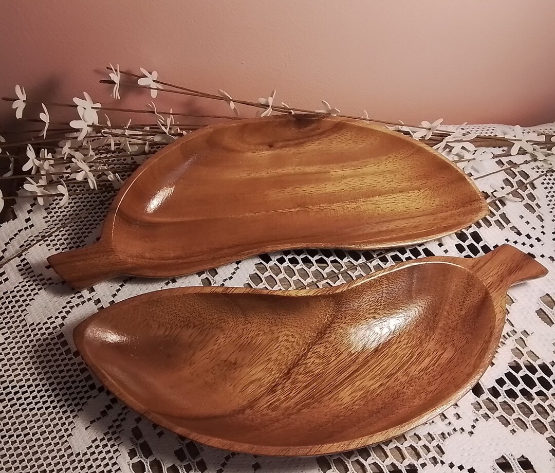 Vintage Genuine Monkey Pod Made in the Philippines Pair of Serving or ...