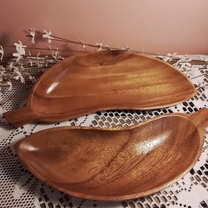 Vintage Genuine Monkey Pod Made in the Philippines Pair of Serving or ...