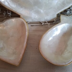 Vintage Capiz Shell Tray Set of Three Shell Dishes Trinket Trays Heart ...