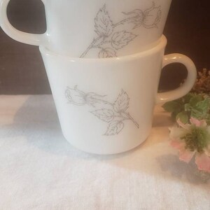 Vintage Corning Mugs Set of Two Mugs Silver Rose Pattern FREE SHIPPING ...