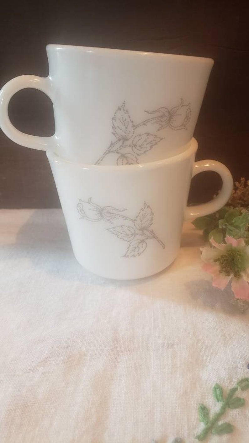 Vintage Corning Mugs Set of Two Mugs Silver Rose Pattern FREE - Etsy