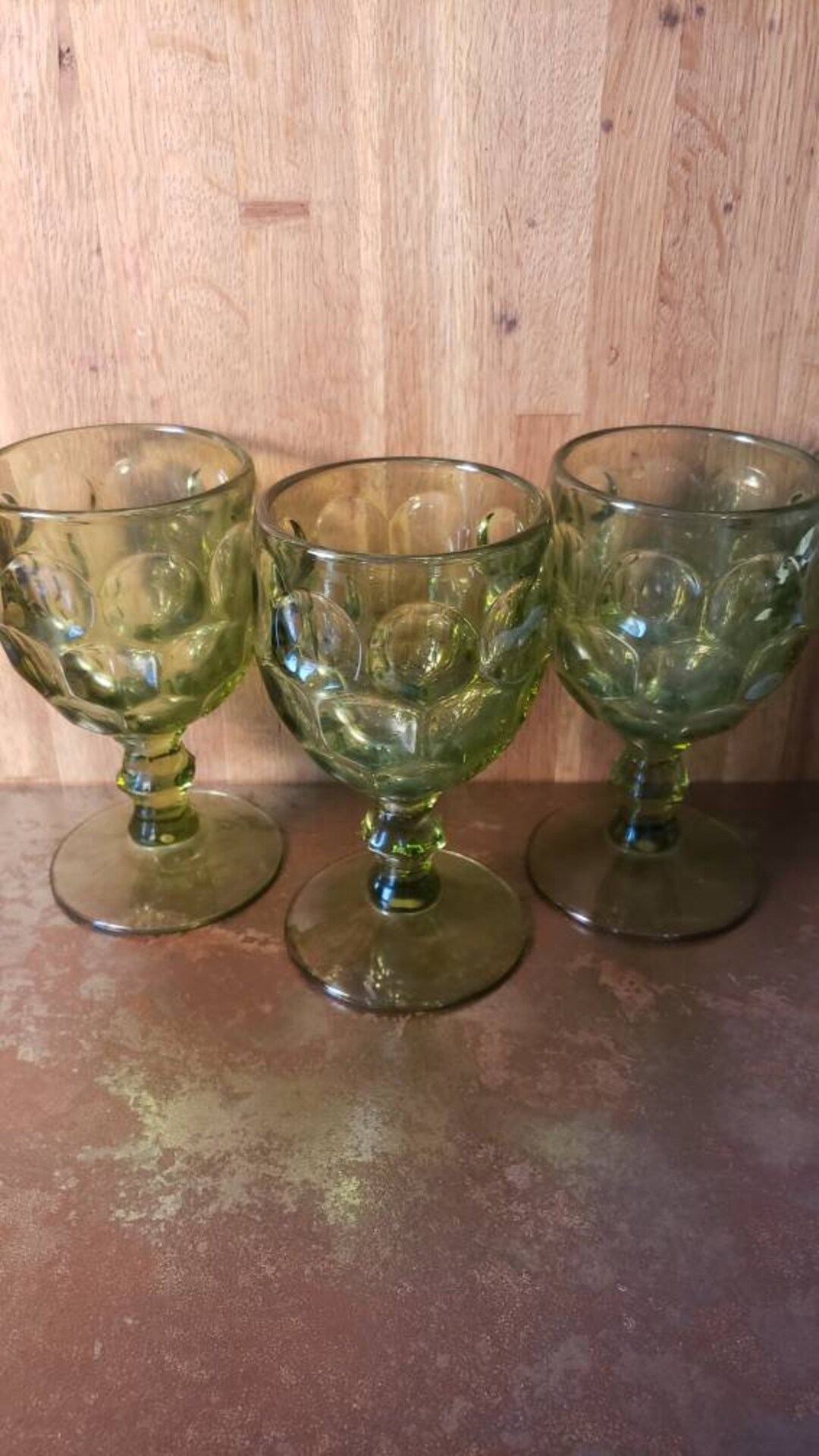 Vintage Heisey Glass Goblets: Imperial Provincial Green Whirlpool Set ...