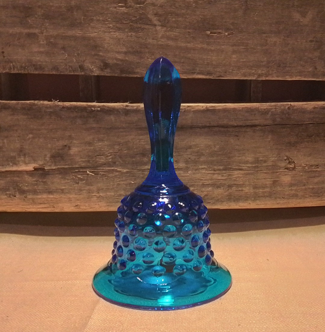 Vintage Blue Hobnail Bell Antique Blue Glass Hobnail Collectible ...