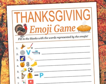 Thanksgiving Emoji Game Printable, Thanksgiving Activity Kids Family ...