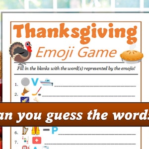Thanksgiving Emoji Game - Fun Printable Thanksgiving Game for Family ...