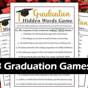 Printable Graduation Games Pack - 3 Fun High School or College ...