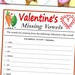 Printable Valentines Word Game - Missing Vowels - Etsy