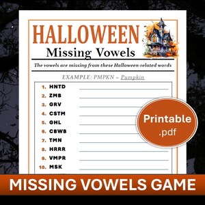 Printable Halloween Game - Missing Vowels - Fun Game for Kids, Teens ...