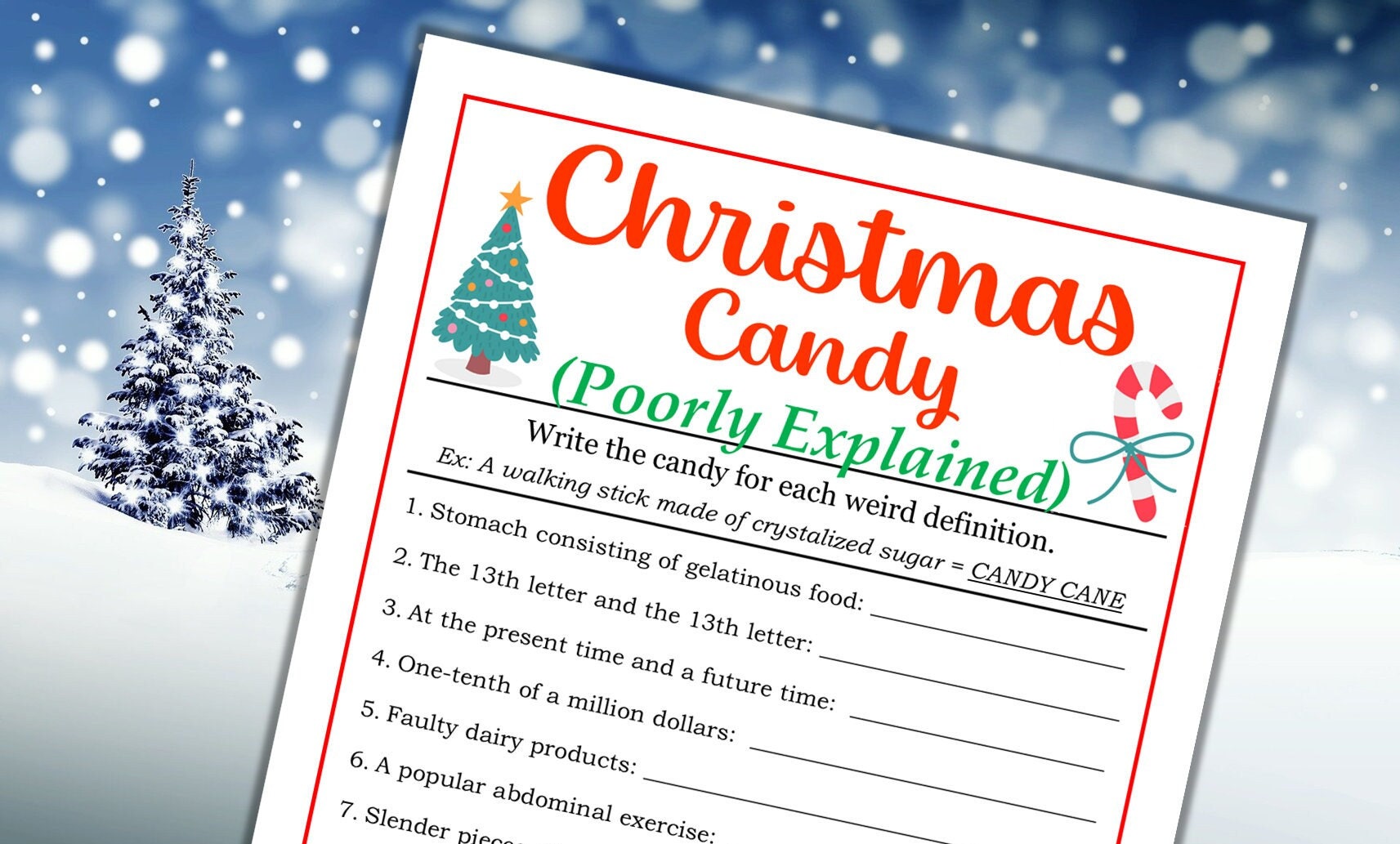 Printable Christmas Word Game - Poorly Explained Christmas Candy - Fun ...