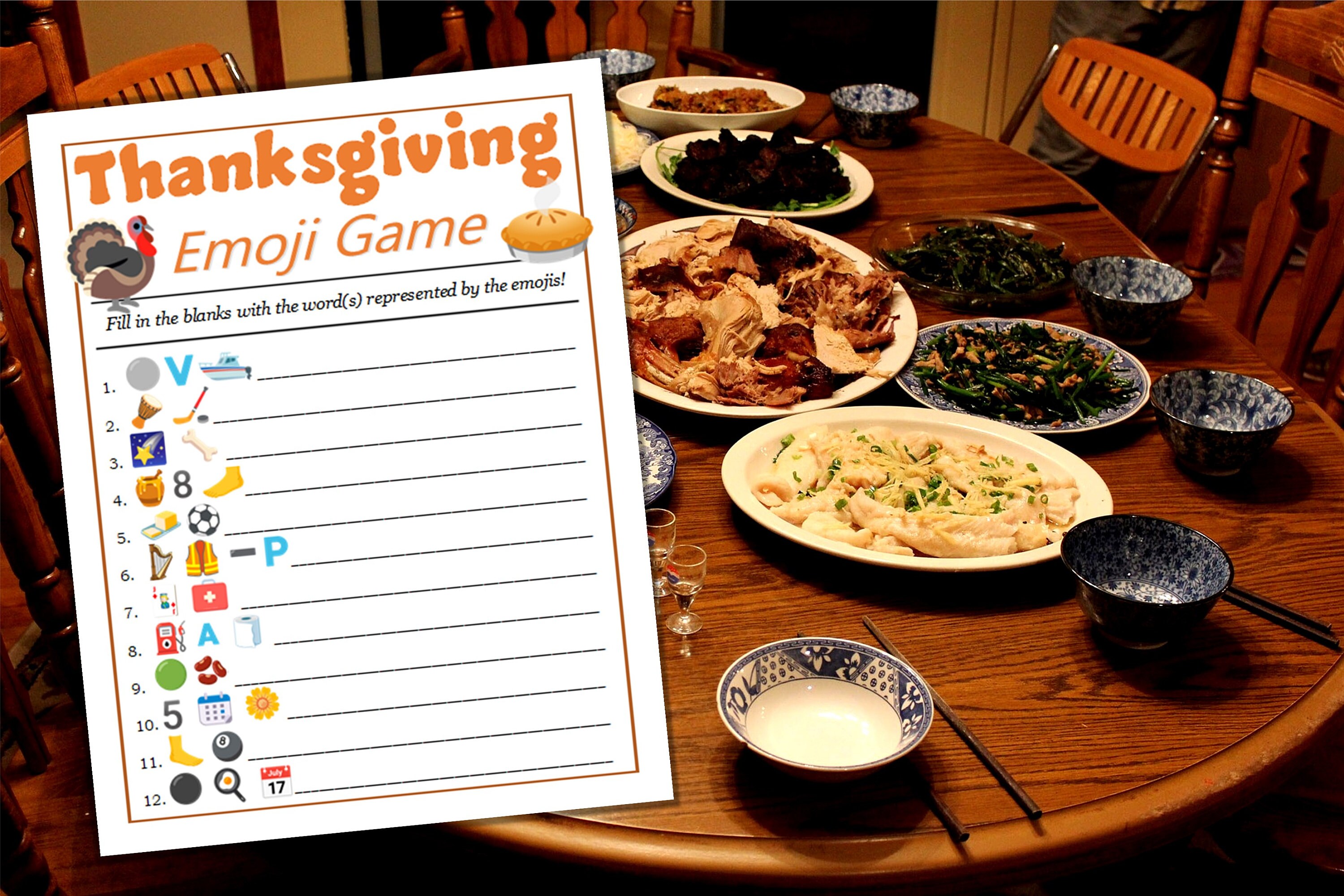 Thanksgiving Emoji Game Fun Printable Thanksgiving Game for Family and ...