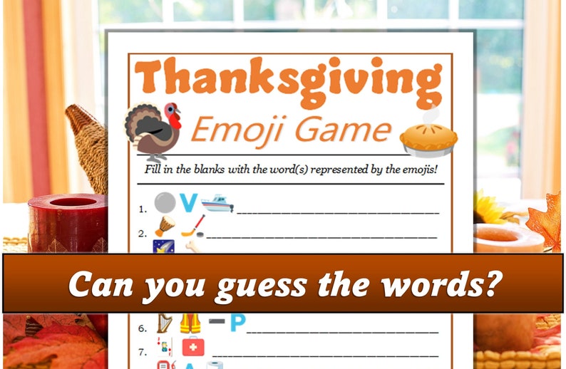 Thanksgiving Emoji Game – Printable Family Activity (PDF) - Etsy